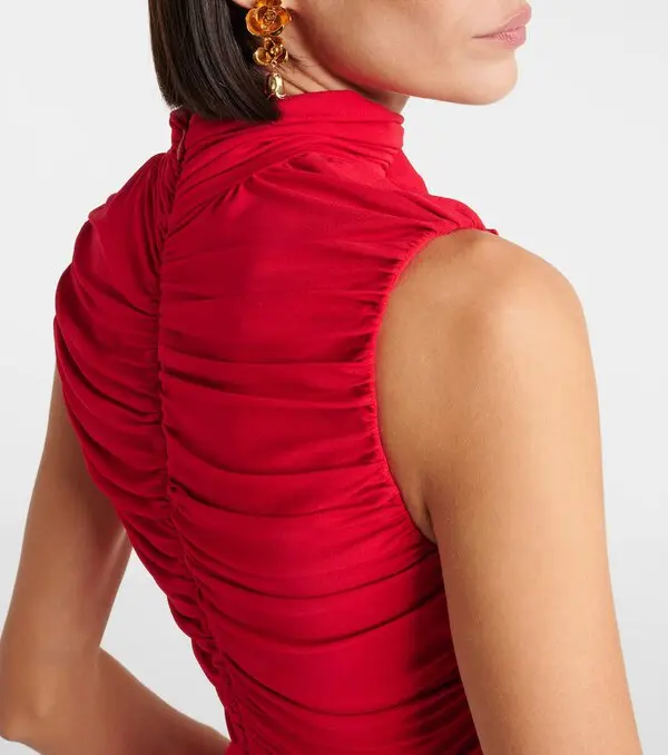 Magda Butrym Floral-appliqué Ruched Jersey Gown