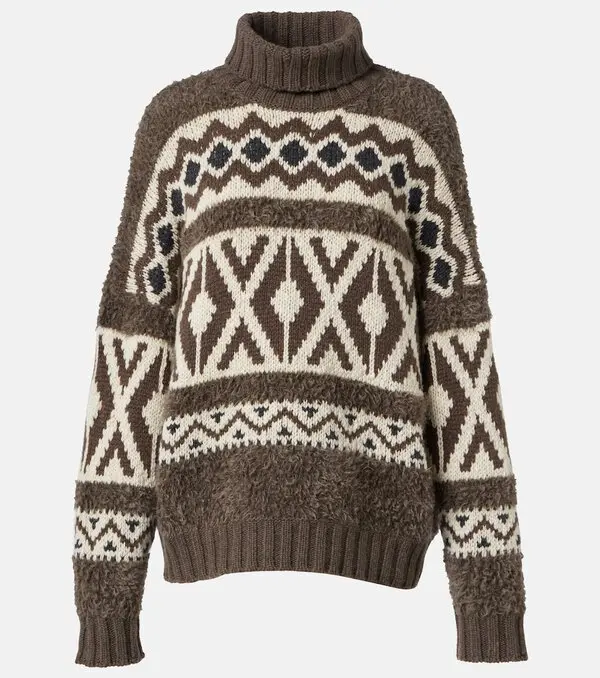 Brunello Cucinelli Jacquard Wool Turtleneck Sweater - Multicoloured