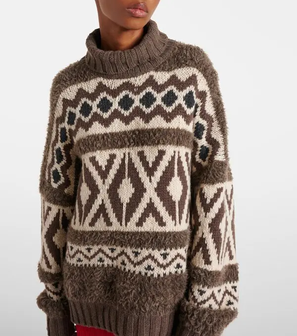 Brunello Cucinelli Jacquard Wool Turtleneck Sweater - Multicoloured