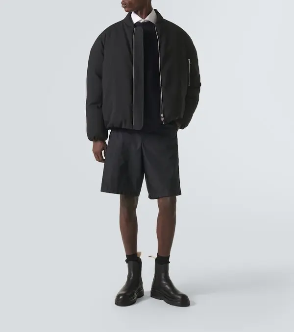 JIL SANDER Oversized Gabardine Down Jacket - Black