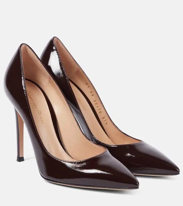 GIANVITO ROSSI 105 Patent Leather Pumps - Burgundy