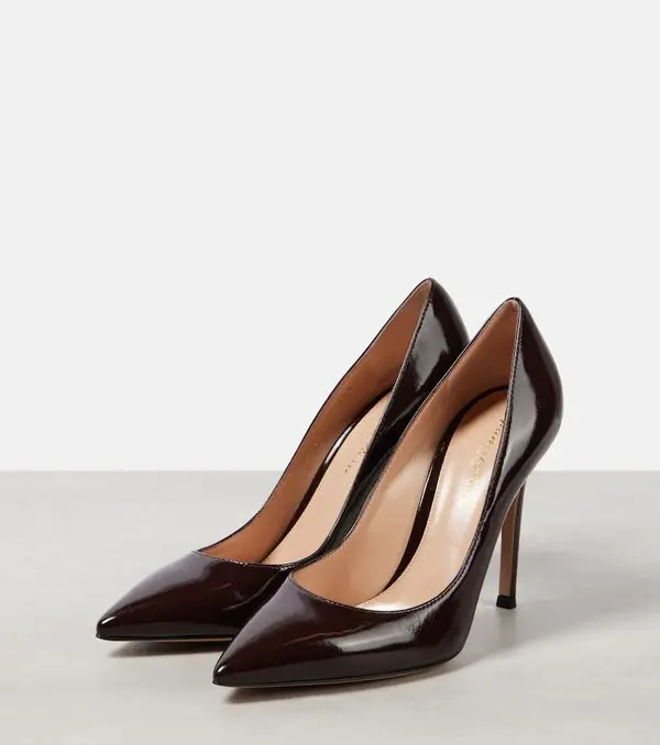 GIANVITO ROSSI 105 Patent Leather Pumps - Burgundy