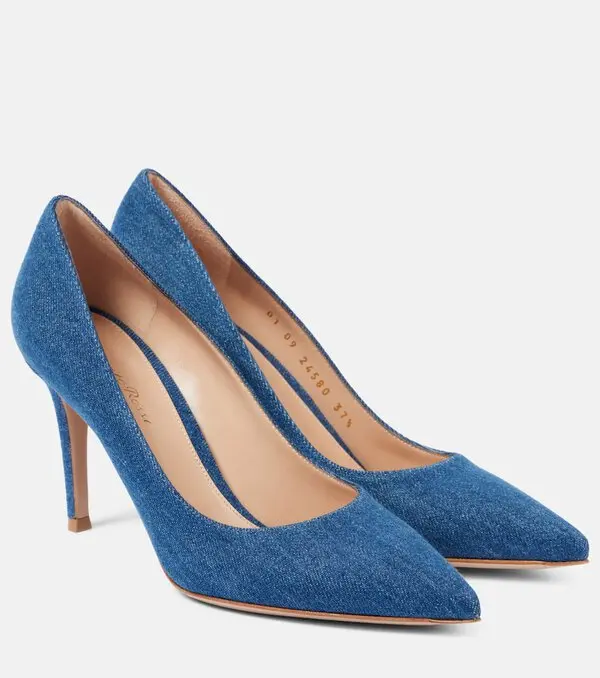 GIANVITO ROSSI 85 Denim Pumps - Blue