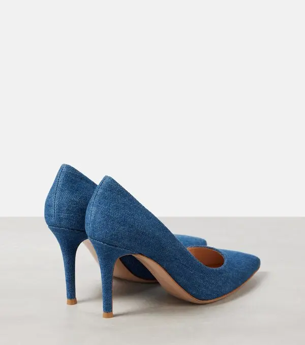 GIANVITO ROSSI 85 Denim Pumps - Blue