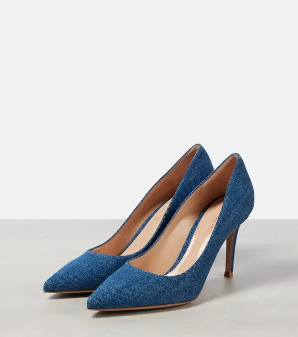 GIANVITO ROSSI 85 Denim Pumps - Blue