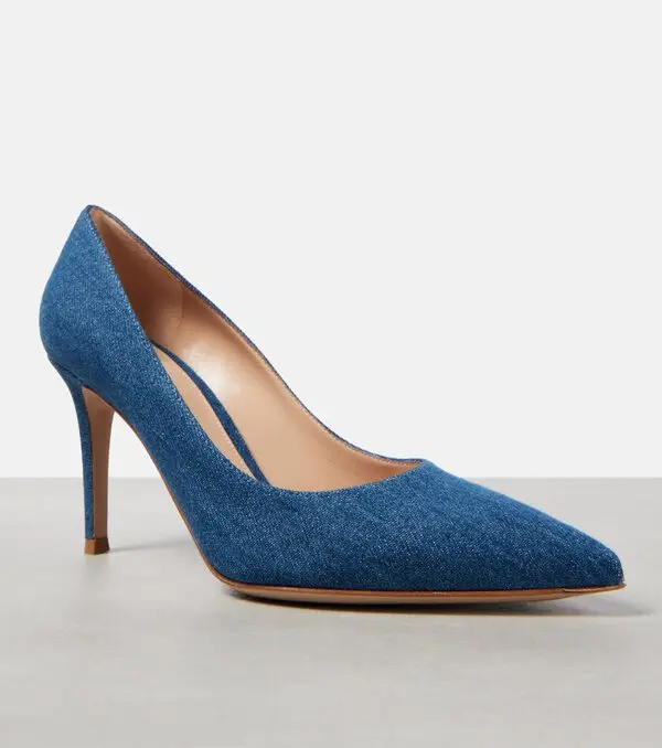 GIANVITO ROSSI 85 Denim Pumps - Blue