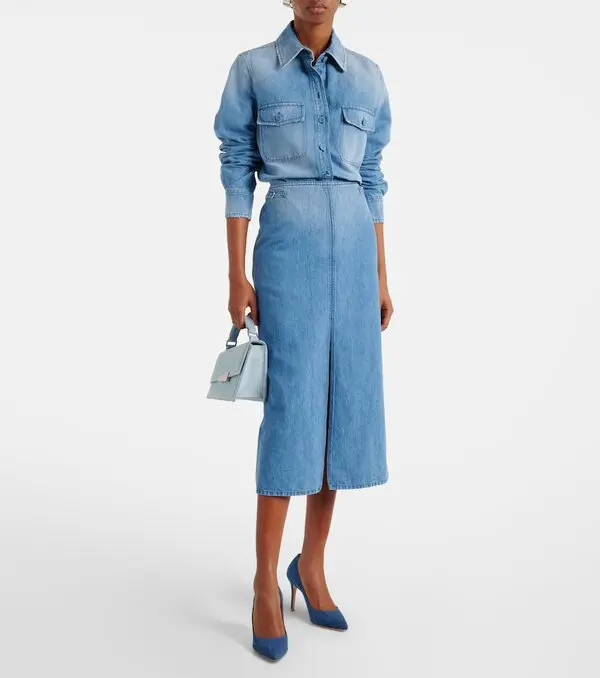 GIANVITO ROSSI 85 Denim Pumps - Blue