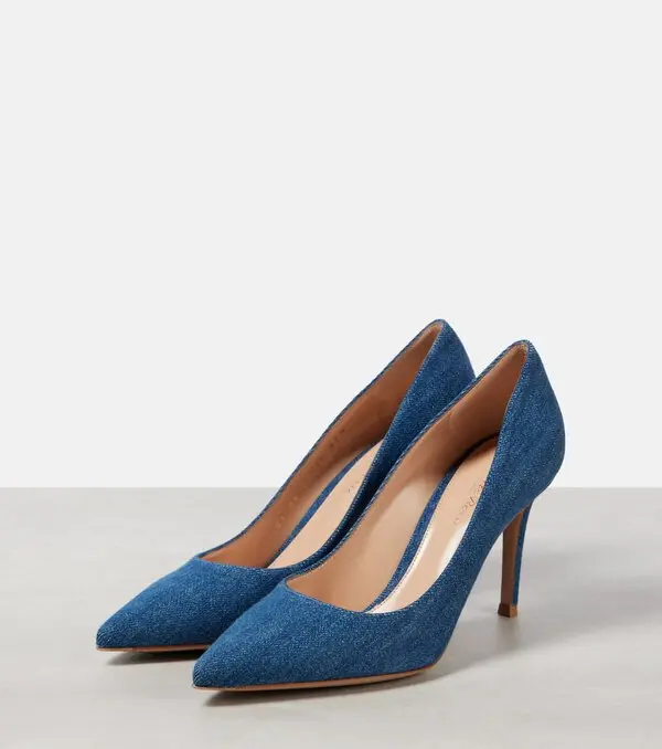 GIANVITO ROSSI 85 Denim Pumps - Blue