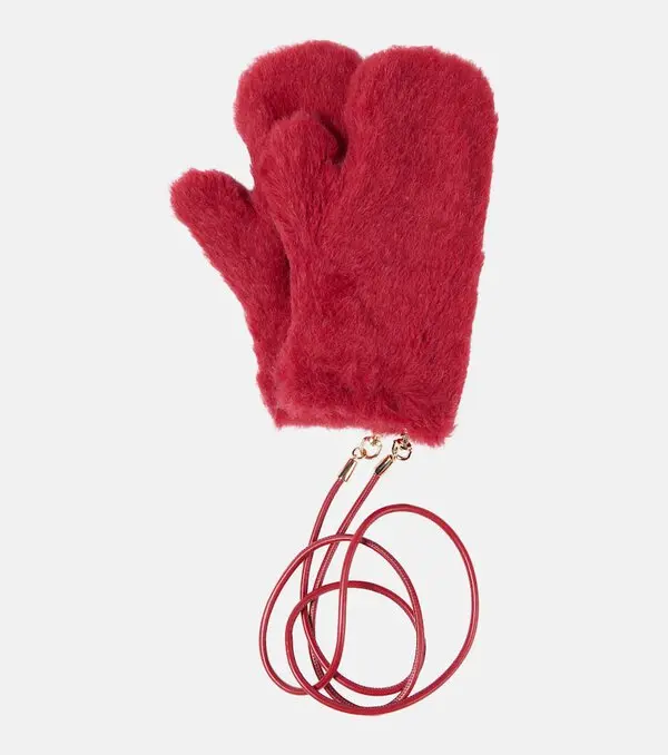 Max Mara Ombrato Teddy Mittens - Red