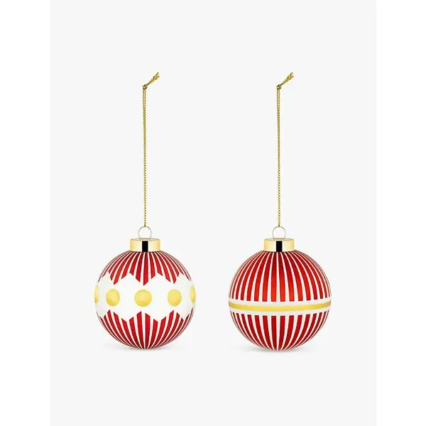 ALESSI Delight 1 Glass Christmas Baubles Set Of Two - Red