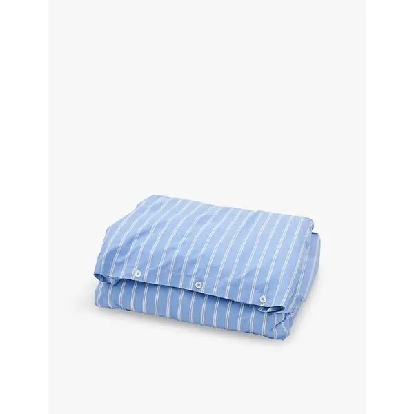 TEKLA Percale Stripe-pattern Cotton Duvet Cover - Island Blue Stripes