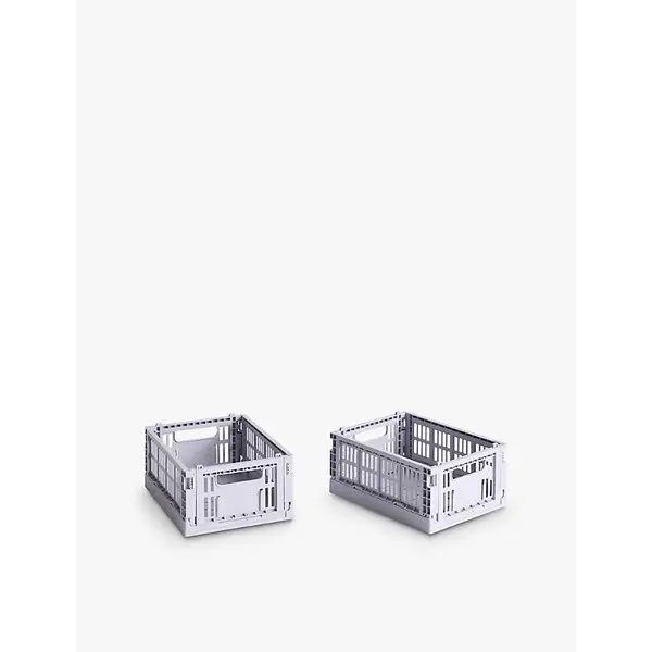 HAY Colour Stackable Mini Plastic Crates Set Of Two - Lavender