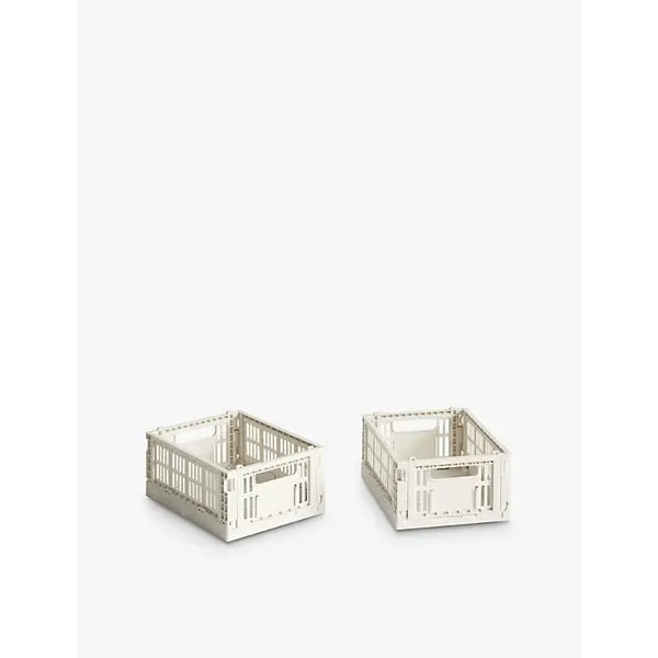 HAY Colour Stackable Mini Plastic Crates Set Of Two - Off White