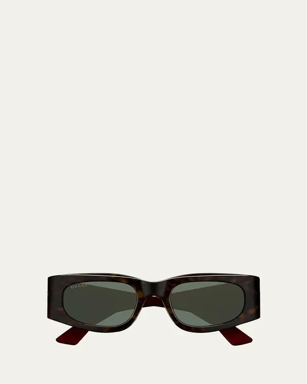 Gucci Rectangle Sunglasses - Shiny Dark Havana