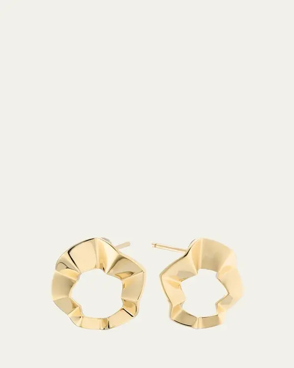 Lana Jewelry 14k Yellow Geometric Crinkle Stud Earrings - Gold