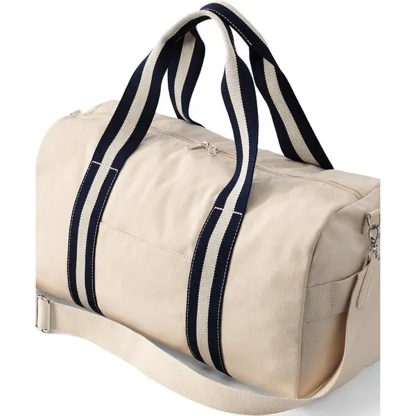 LANDS' END Canvas Weekender Duffle Bag - Natural/navy Stripe