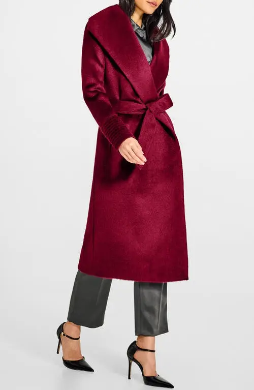 Sentaler Shawl Collar Alpaca & Wool-blend Wrap Coat - Bordeaux