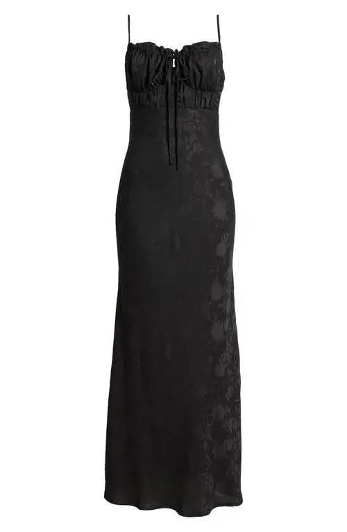 Rare London Drawstring Jacquard Satin Dress In Black - 81% Off |  Editorialist