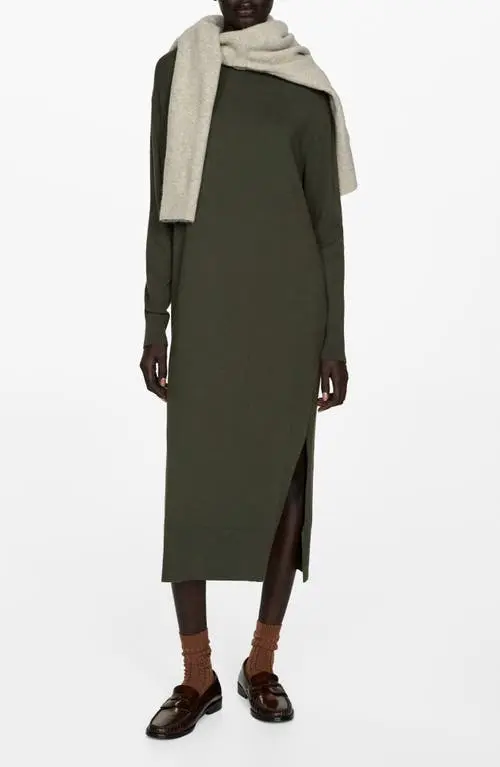 Mango Mock Neck Long-sleeve Sweater Dress