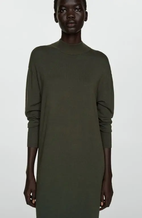 Mango Mock Neck Long-sleeve Sweater Dress