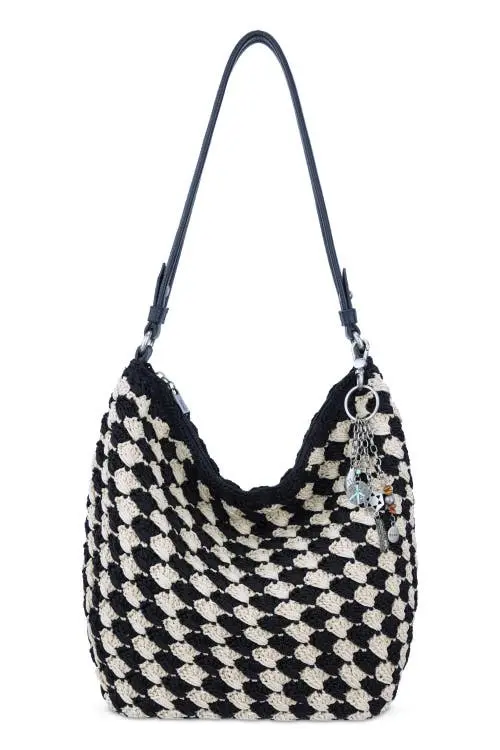 THE SAK Sequoia Crochet Hobo Bag - Black Ecru Shell