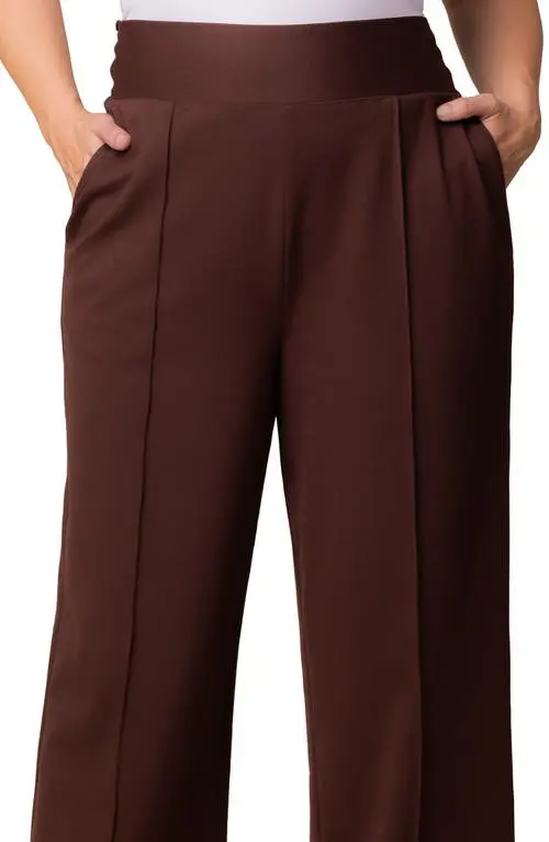 KIYONNA High Waisted Wide Leg Ponte Pants - Chocolate