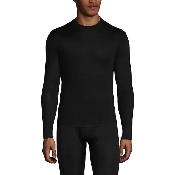 LANDS' END Silk Long Underwear Crew Neck - Black