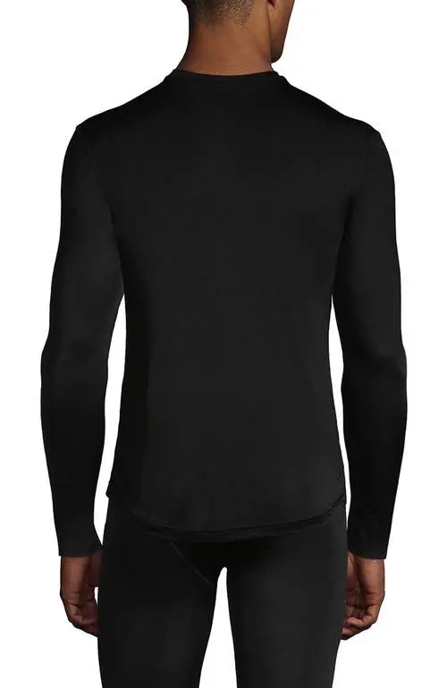 LANDS' END Silk Long Underwear Crew Neck - Black