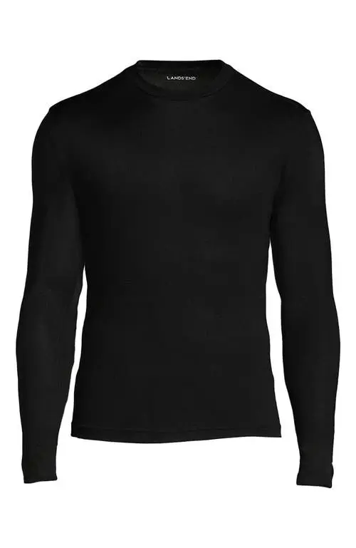 LANDS' END Silk Long Underwear Crew Neck - Black