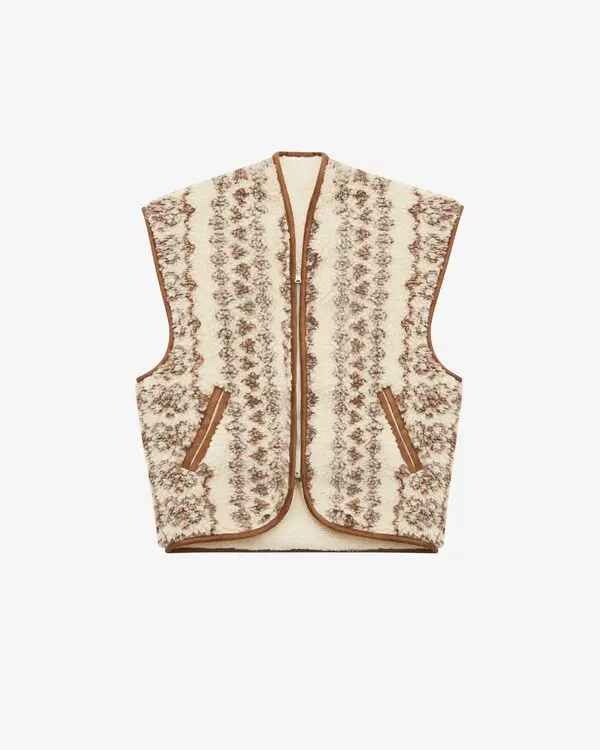 MARANT ETOILE Maximilia Sheepskin Vest - Ecru/brown