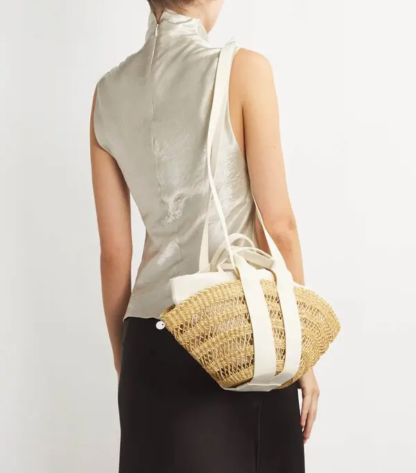 Muuñ Mini Straw Sophie Top-Handle Bag - Neutral | Editorialist