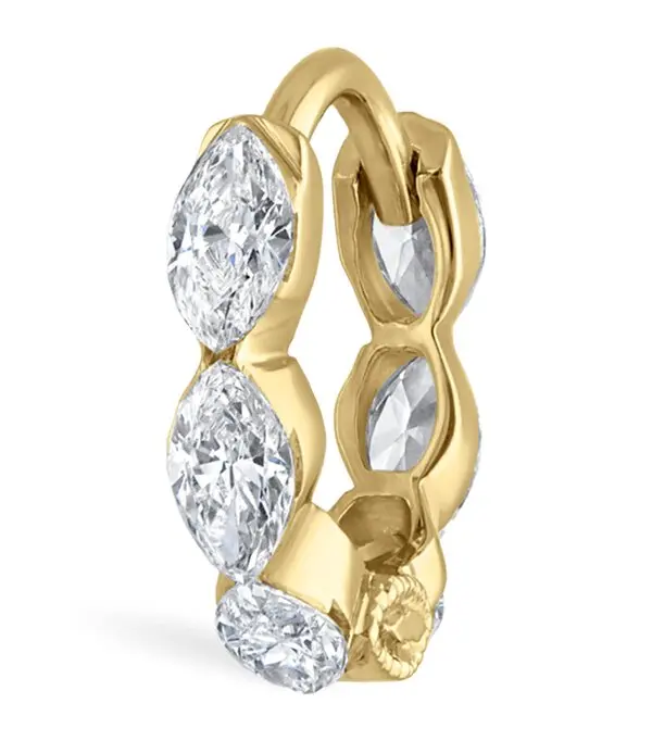 MARIA TASH Invisible Set Diamond Marquise Eternity Single Hoop Earring - Gold