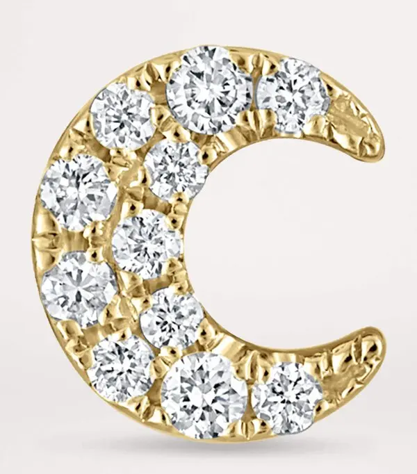 MARIA TASH Diamond Moon Single Threaded Stud Earring