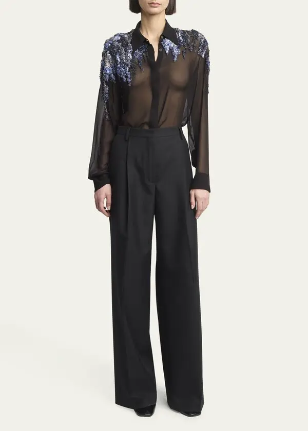 Dries Van Noten Porter Straight Leg Wool Pants