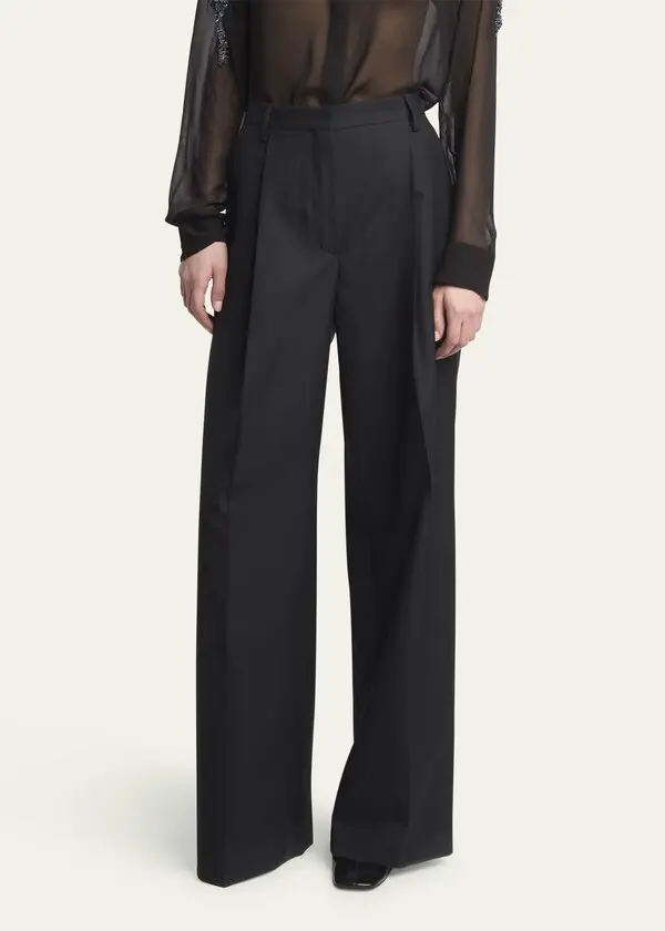 Dries Van Noten Porter Straight Leg Wool Pants