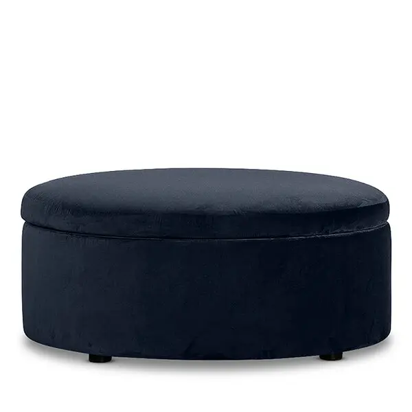 Bloomingdale'S Alta Large Round Storage Ottoman, In Fabric - Amici Indigo