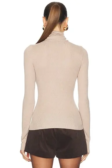 Enza Costa Silk Ribbed Turtleneck Top