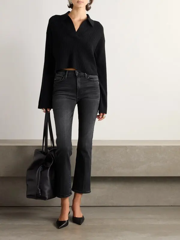 MOTHER The Outsider Flood Bootcut Jeans - Black