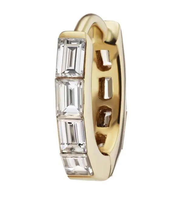 MARIA TASH Invisible Set Baguette Diamond Eternity Hoop Earring - Gold