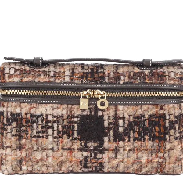 Loro Piana Extra Pocket L19 Andre Tweed Gold Hardware With Two Straps