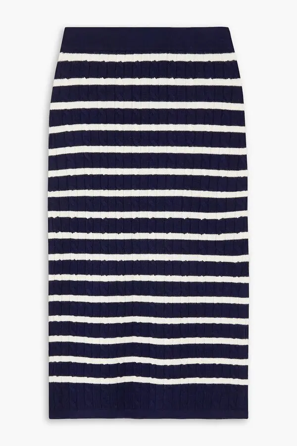 Polo Ralph Lauren Striped Cable-knit Midi Skirt - Navy