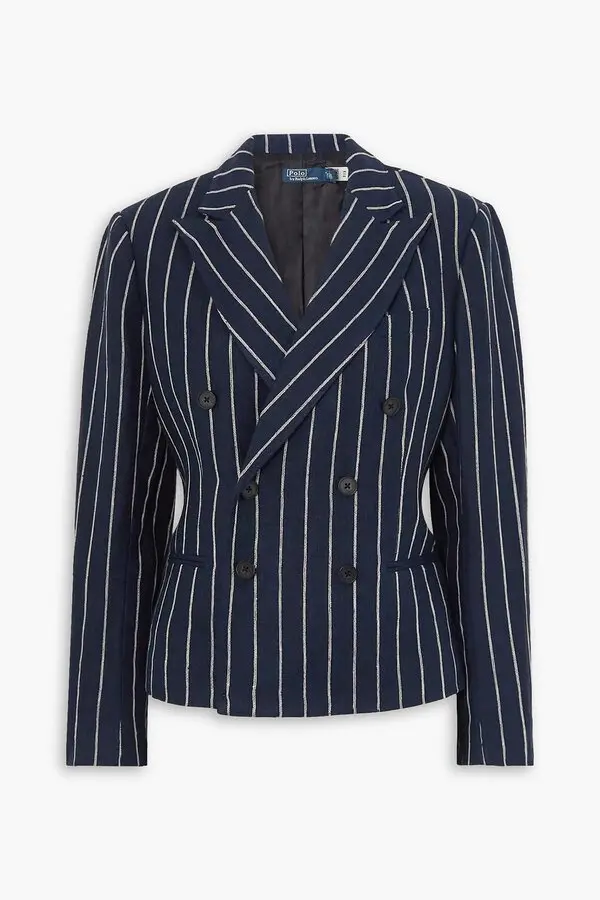 Ralph Lauren Double-breasted Striped Linen Blazer