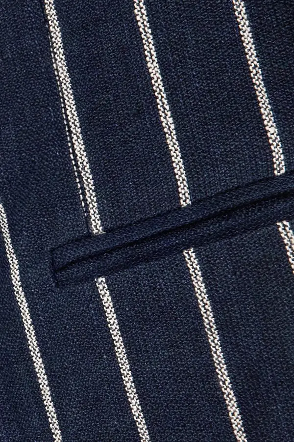 Ralph Lauren Double-breasted Striped Linen Blazer
