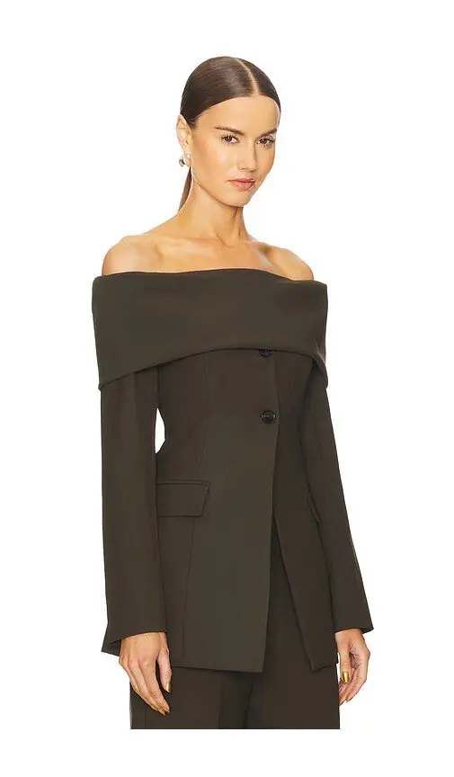 Line & Dot Marilla Off Shoulder Top - Olive