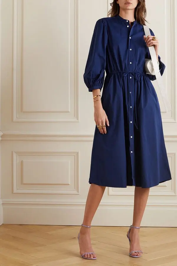 midi dress poplin polos Women's Collared Button-Down Dark Olive Regular Size S tie waist shape the silhouette of this sleeveless striped maxi finished with a flared poplin skirt. Beatrice Button Down Poplin Midi