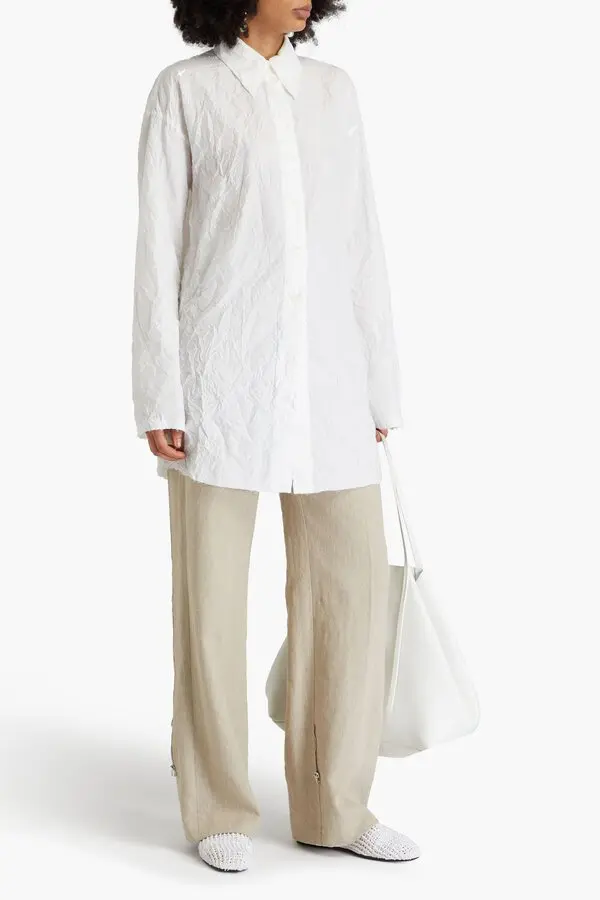 RÓHE Frayed Crinkled Poplin Shirt