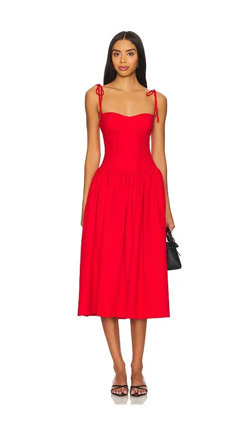 MORE TO COME Theresa Midi Corset Dress - Red