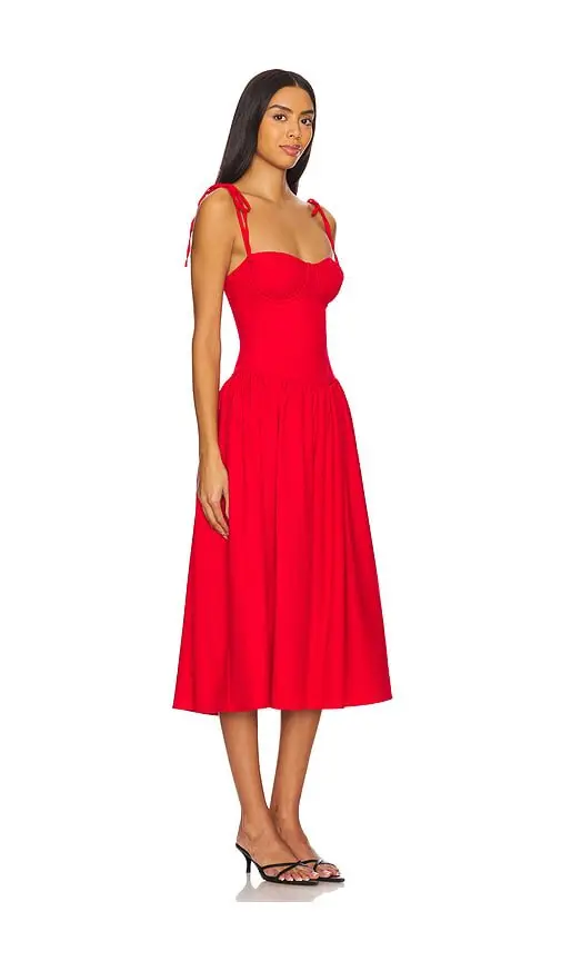 MORE TO COME Theresa Midi Corset Dress - Red