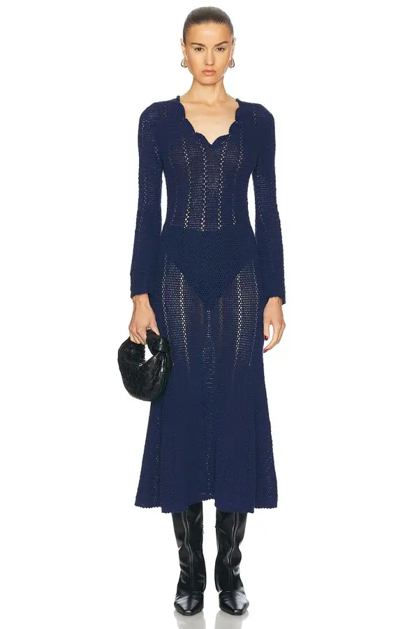 Escvdo Nani V-neck Midi Dress - Navy