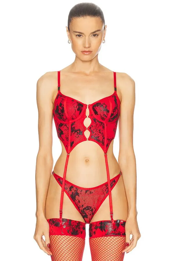 DIESEL X Savage Fenty Rihanna Fishnet Bustier - Red